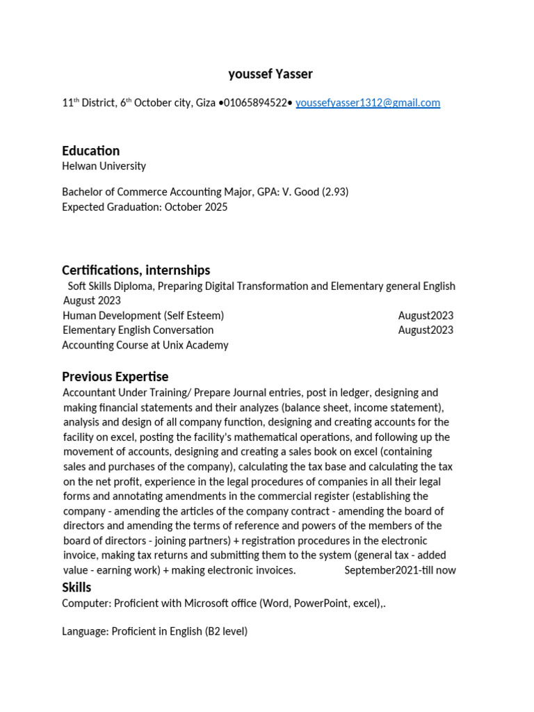CV Youssef Yasser | PDF