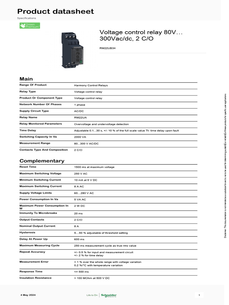 Schneider Electric - Zelio-Control - RM22UB34 | PDF