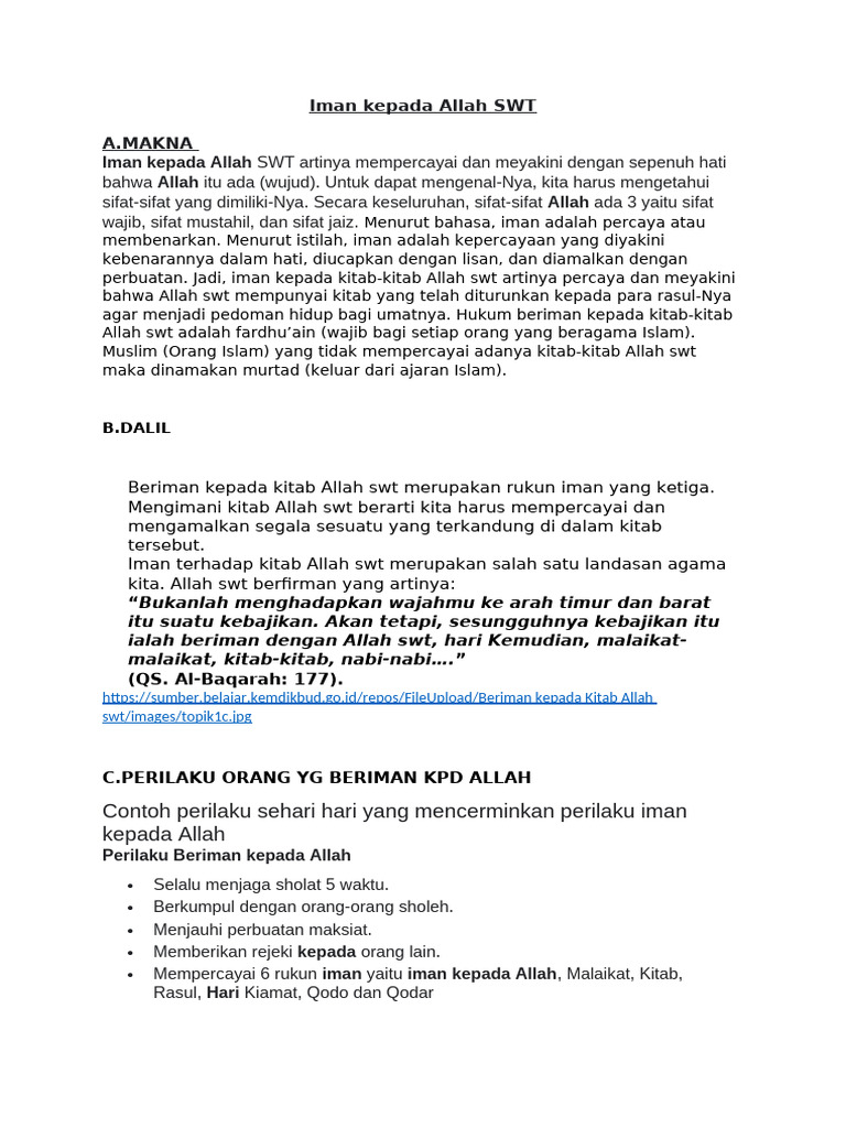 Materi Iman Kepada Allah Pertemuan Ke 3 | PDF