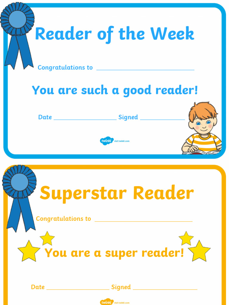 T C 209 Editable Reading Certificates For Children - Ver - 2 | PDF