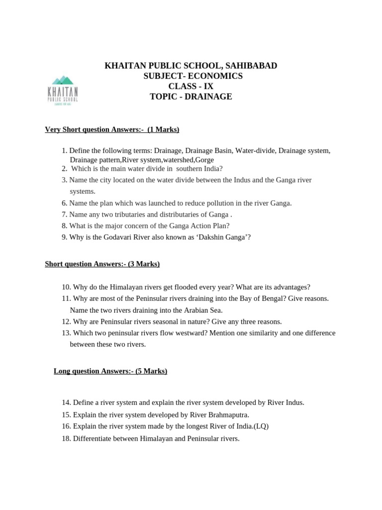 Drainage Ch-3 Worksheet | PDF