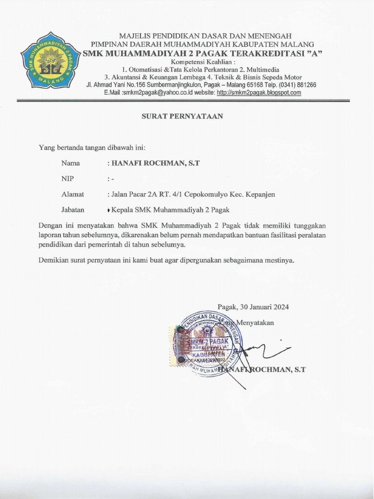 Surat Bebas Tanggungan | PDF