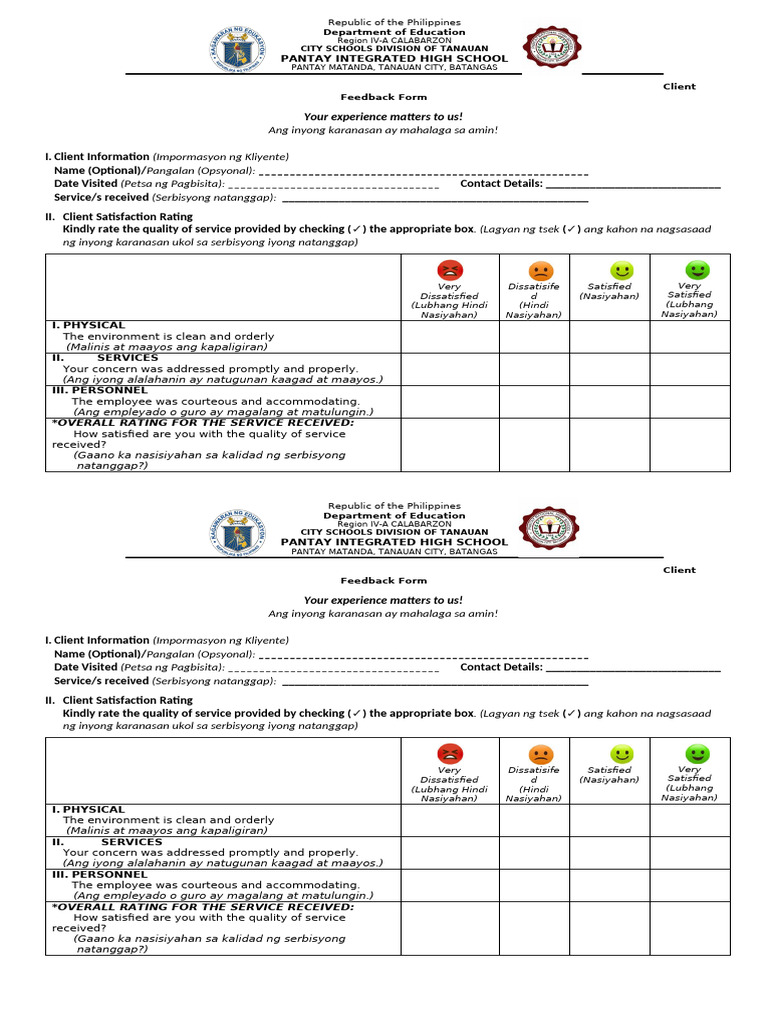 Client Feedback Form | PDF