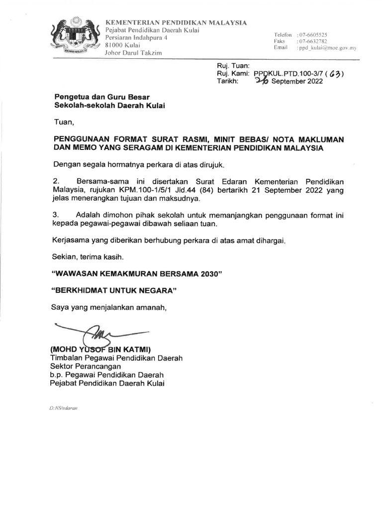 Format - Rasmi - Surat KPM - 2022 | PDF