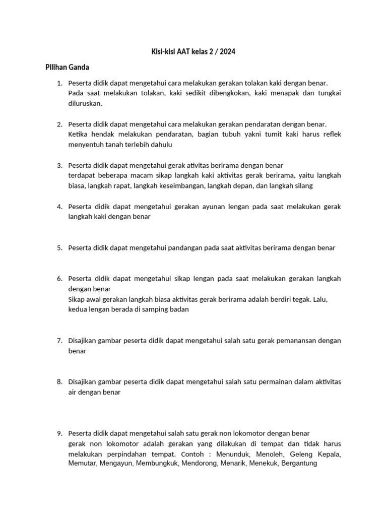 Kisi-Kisi AAT Kelas 2 (2024) | PDF