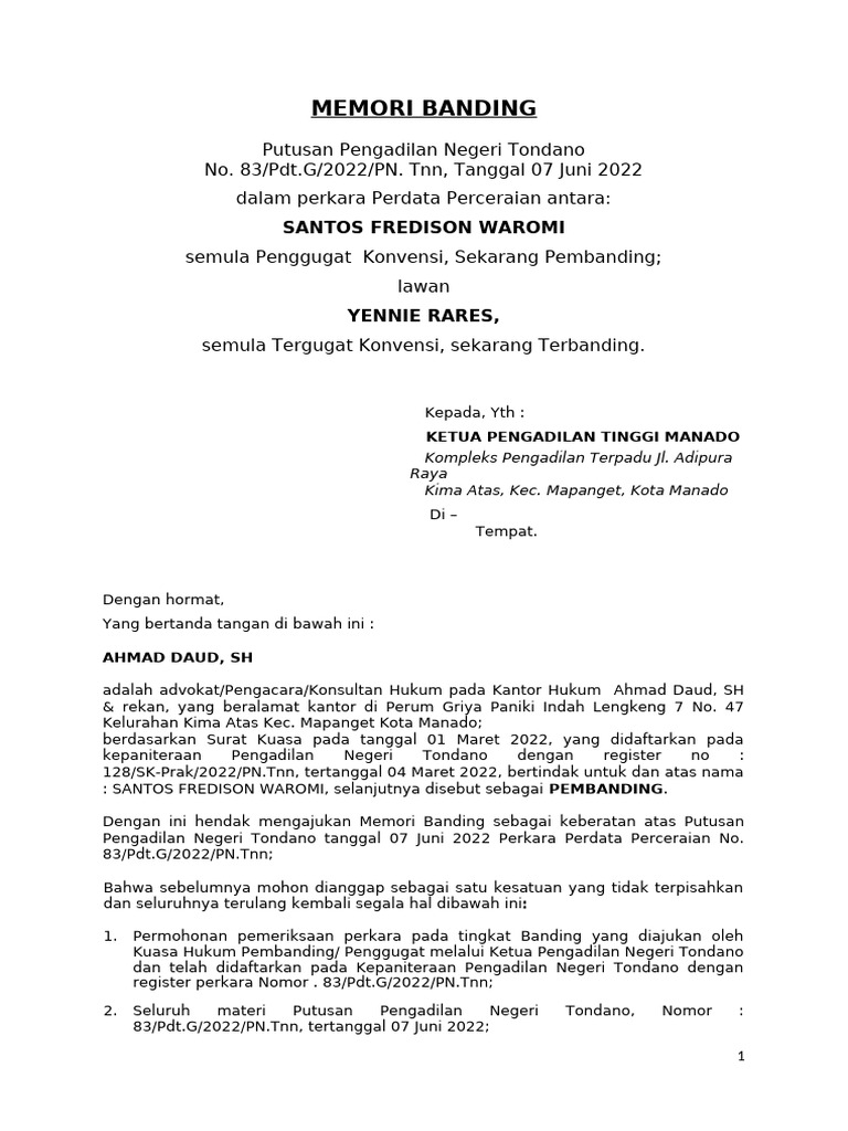 MEMORI BANDING Pidana | PDF