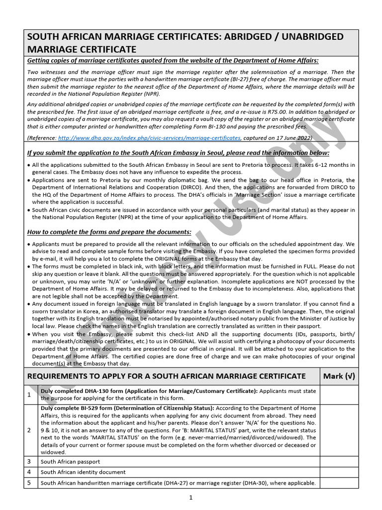 Checklist MARRIAGE CERTIFICATES | PDF | Identity Document | Naturalization