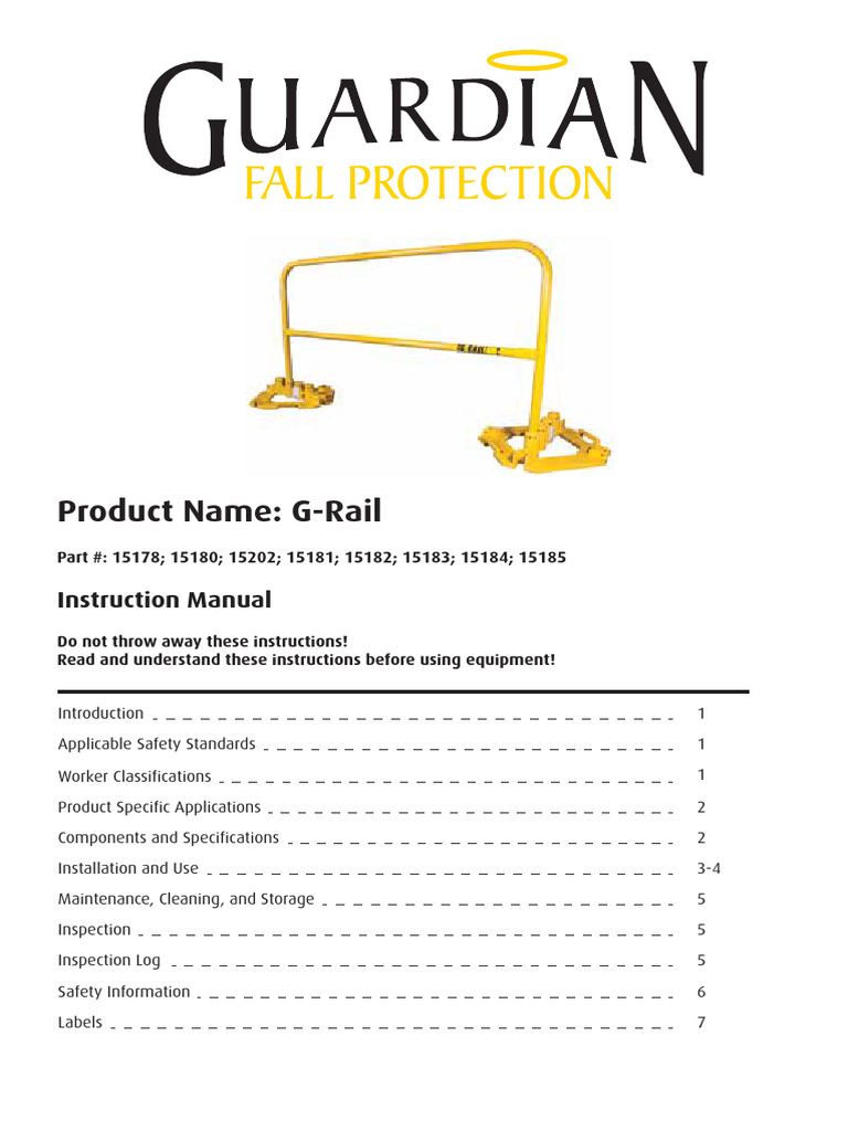 Guardian Portable Guardrail G Rail System Manual | PDF