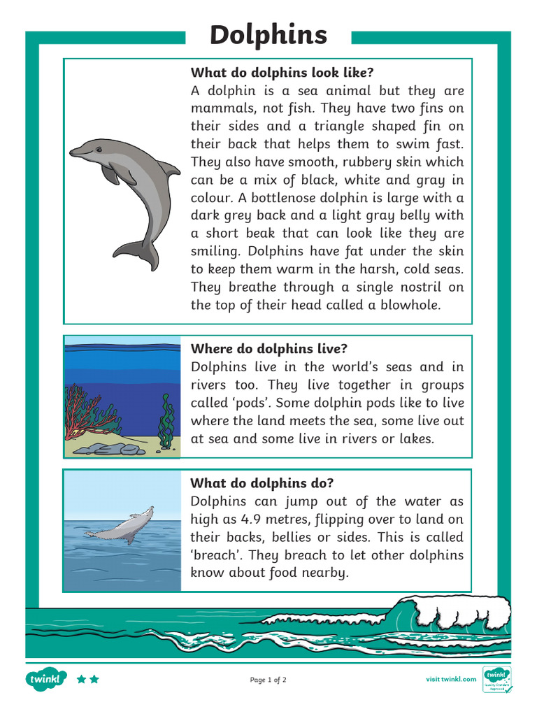 T L 9636 Dolphins Differentiated Reading Comprehension Ages 57 - Ver ...