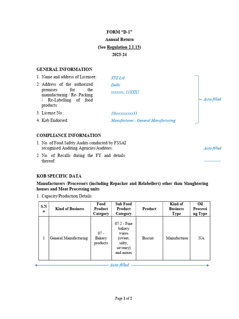 Form D - Annual Return - FY 2023-24 | PDF