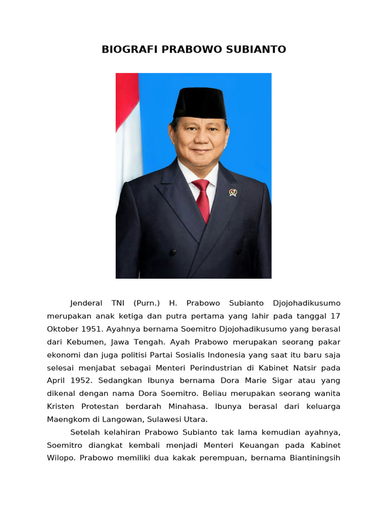 Biografi Prabowo Subianto | PDF