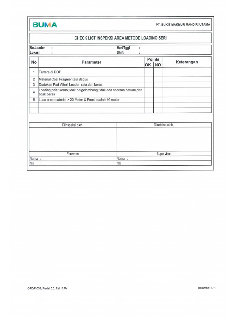 Cek List Loading Seru | PDF