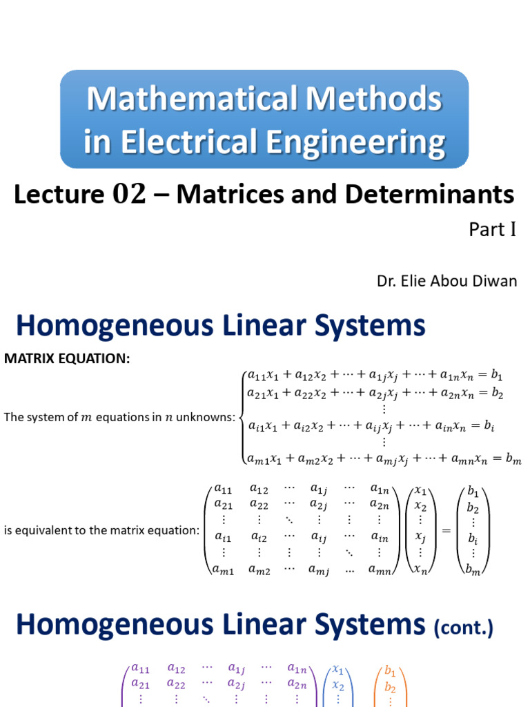 Lecture02 - Matrices and Determinants 1 - Part 4 | PDF