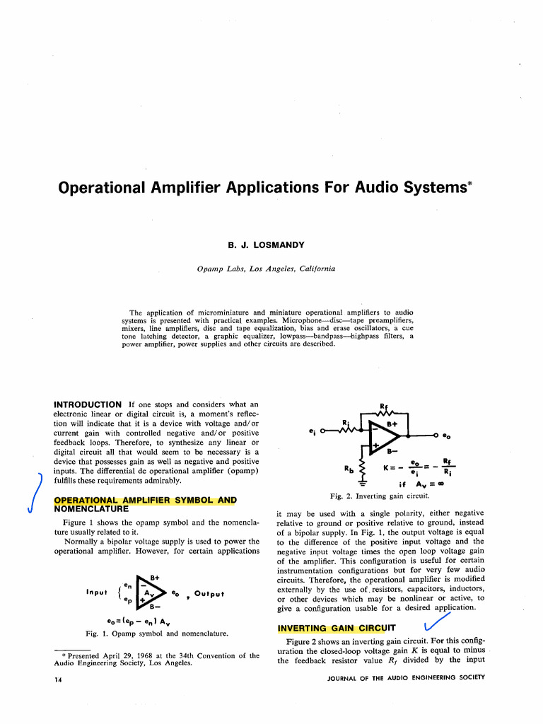 Operational amplifier applications for Audio Systmes | PDF