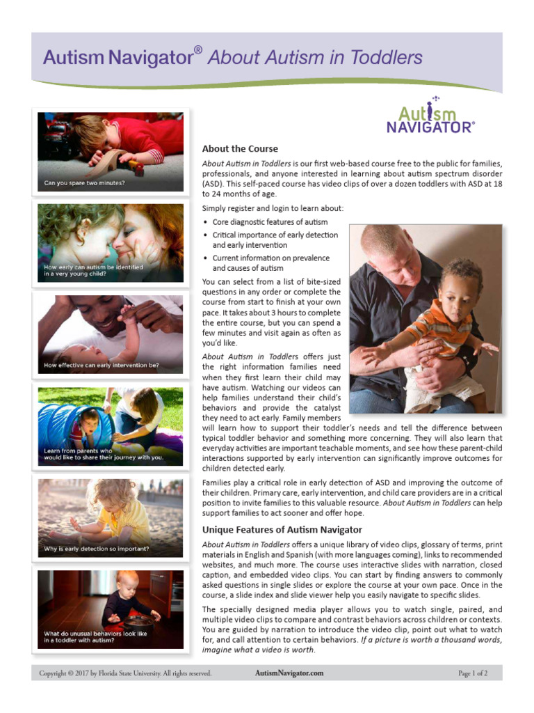 Autism Navigator About Autism in Toddlers | PDF