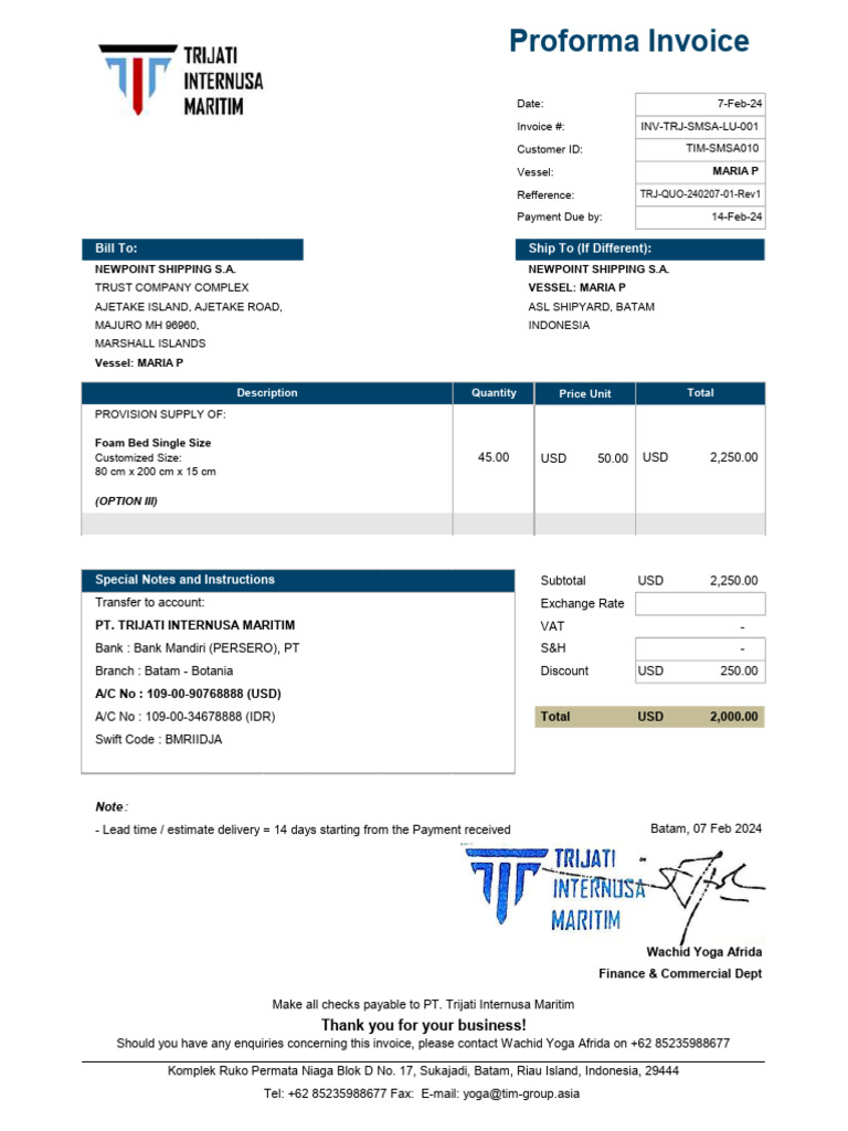 INV-TRJ-SMSA-LU-001-II-2024-MARIA P-Provision of Single Bed Foam Type ...