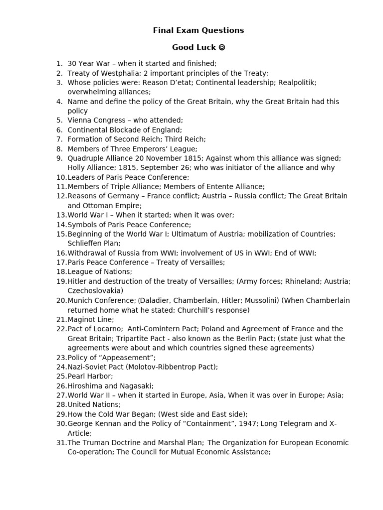 Final Exam Questions | PDF