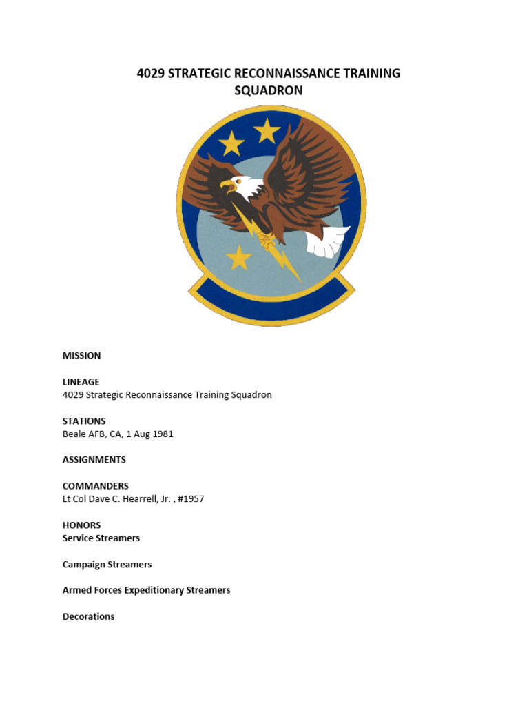 4029 Strategic Reconnaissance Training SQ | PDF