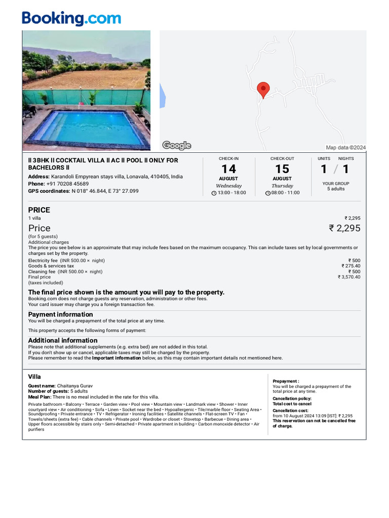 Booking Confirmation | PDF