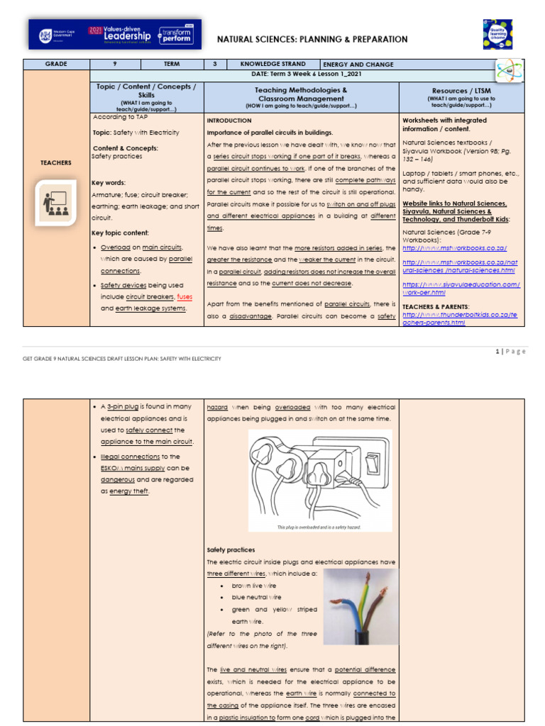 Lesson Plan 1&2 Gr 9 Natural Sciences T3 W6 | PDF