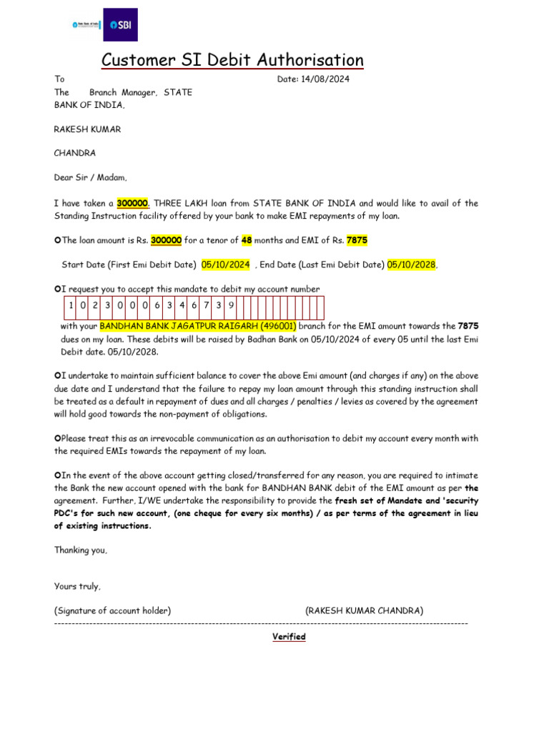 Auto Debit Loan Approval | PDF | Business | Finance & Money Management