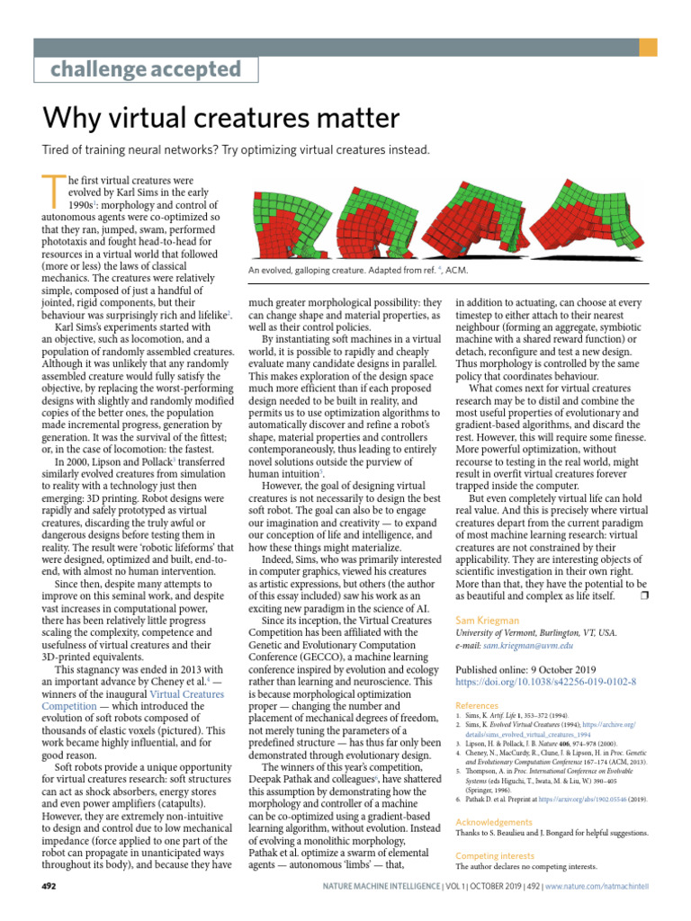 Why Virtual Creatures Matter | PDF | Robot | Robotics