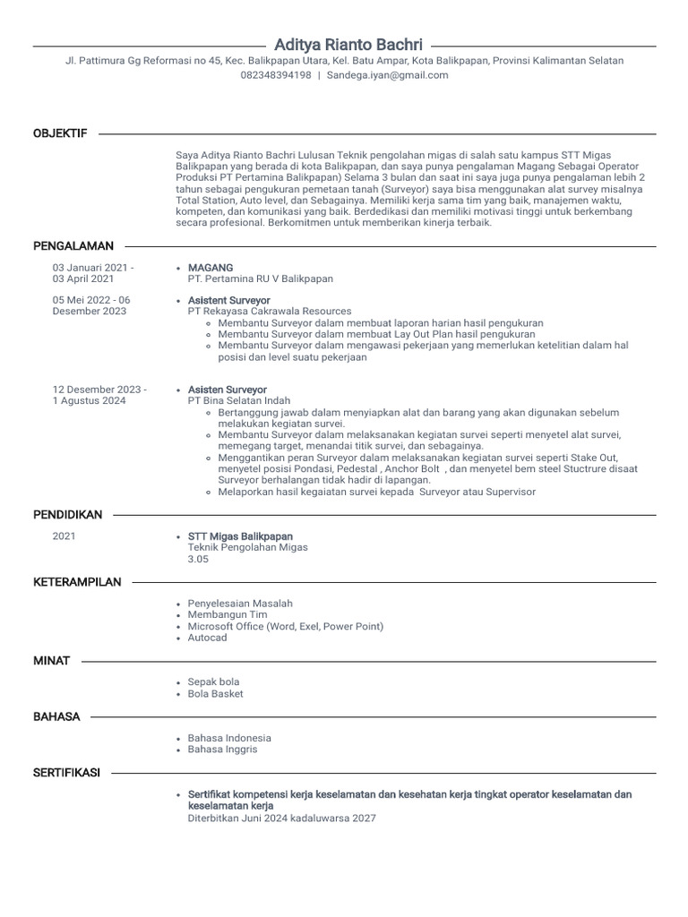 CV_Aditya Rianto Bachri i | PDF