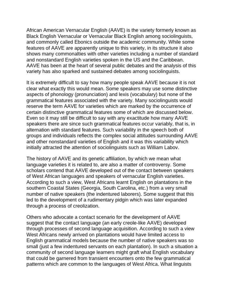 African American Vernacular English | PDF