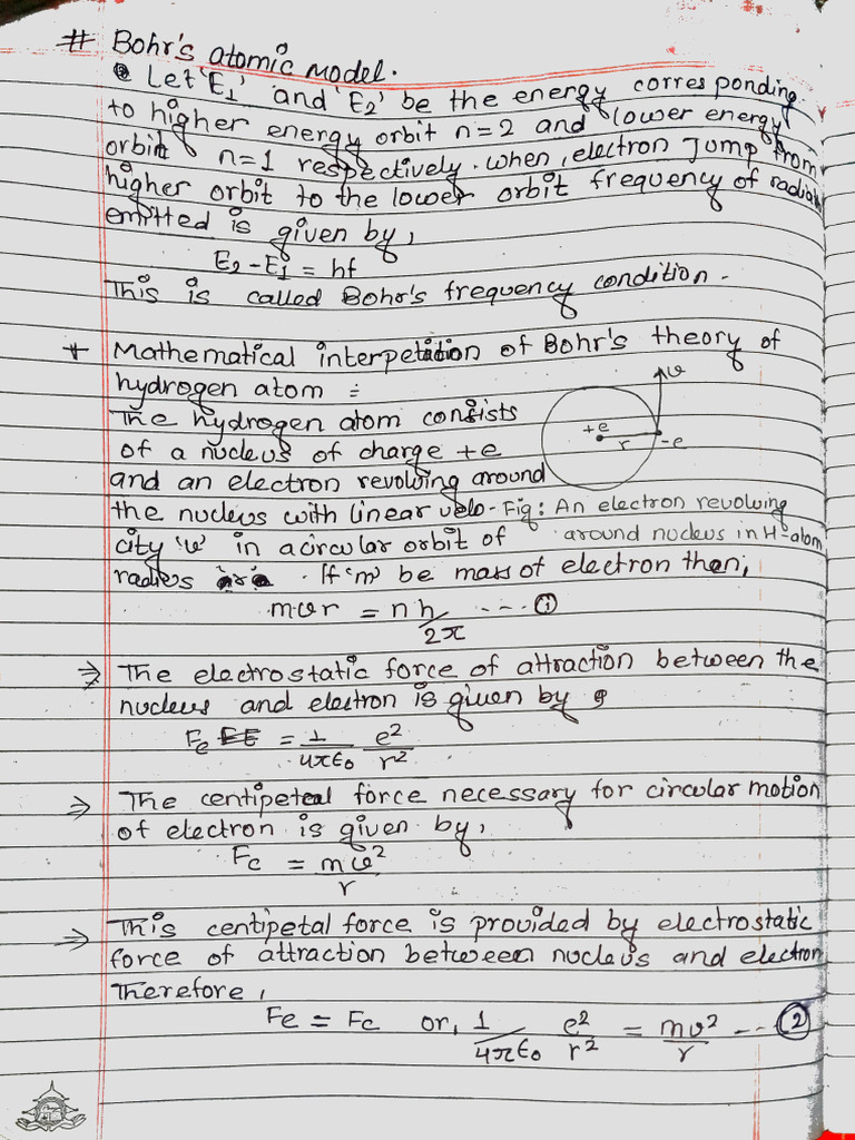 Bohrs Atomic Model And Velocity Of Electron Pdf