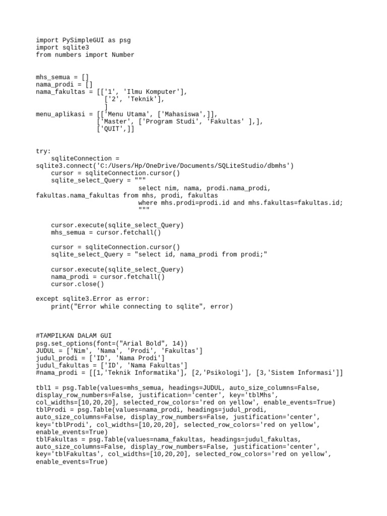 Import PySimpleGUI As PSG | PDF