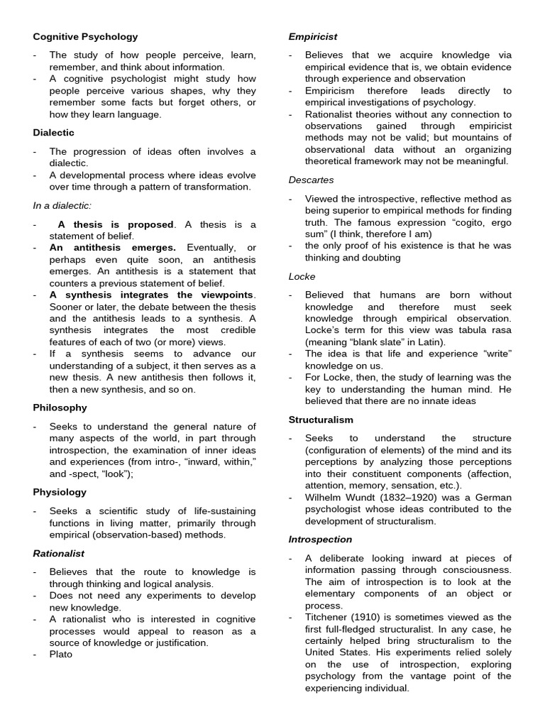 Cog Psych Notes | PDF