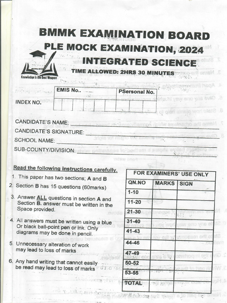Ple Mock Intergrated Science | PDF