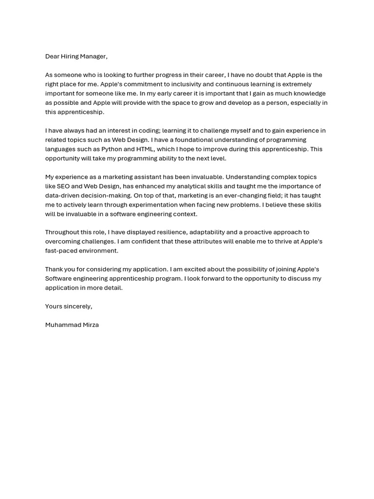 Apple Cover Letter | PDF