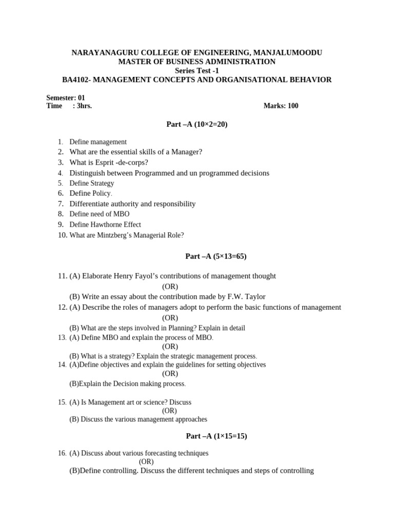 MCOB Internal Exam 1 | PDF | Career & Growth | Business