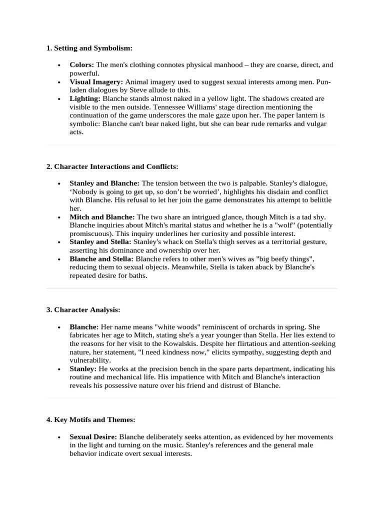Streetcar Named Desire Symbolism | PDF