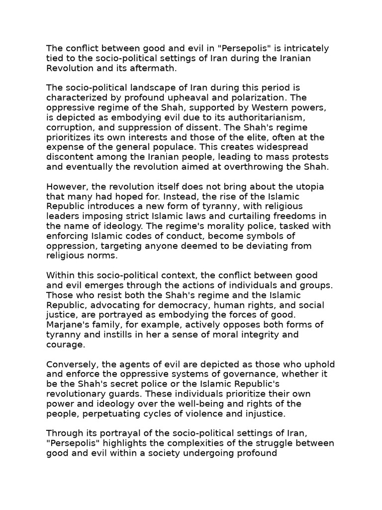 CONFLICT of GOOD Vs EVIL Persepolis and Catcher in The Rye | PDF