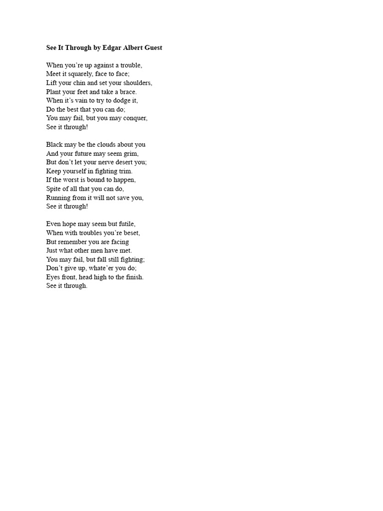 See It Through by Edgar Albert Guest | PDF