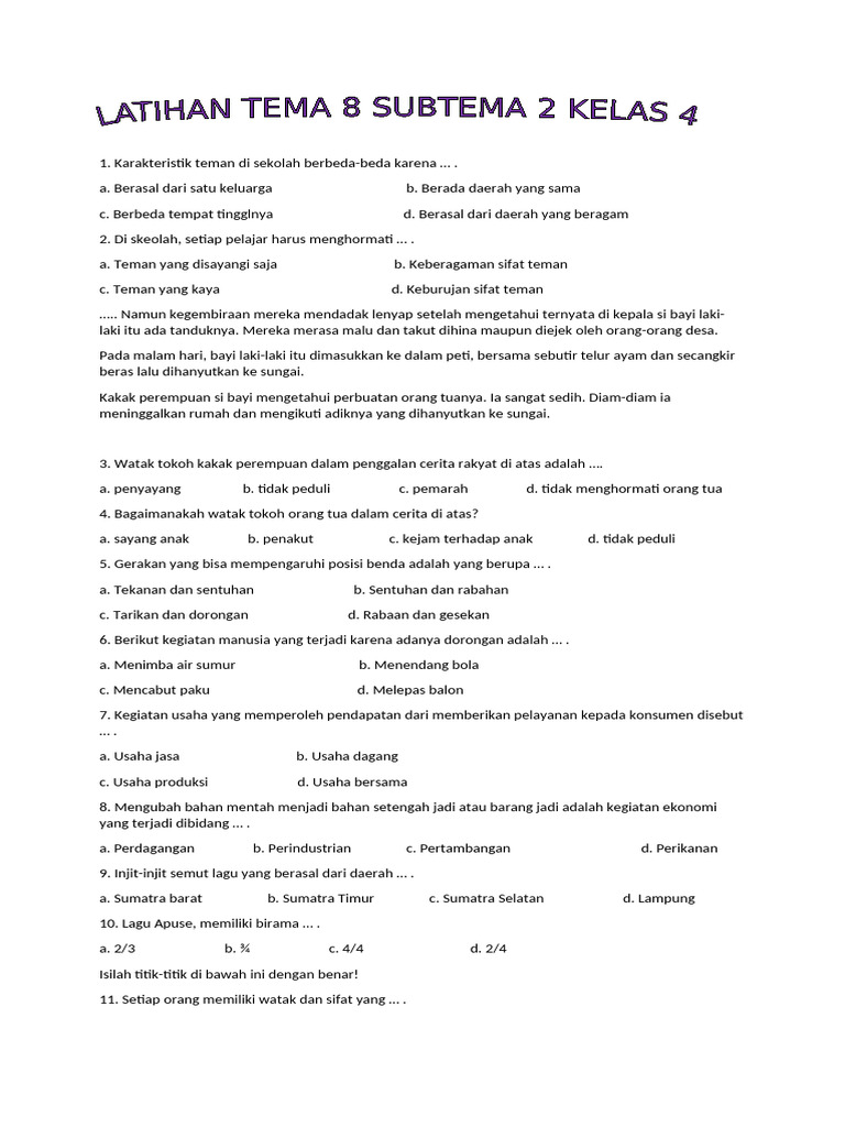 Tem 8 Sub 2 Kelas 4 | PDF
