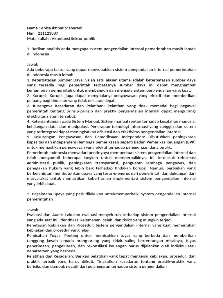 ASP Anisa Iktibar Maharani 211123887 | PDF