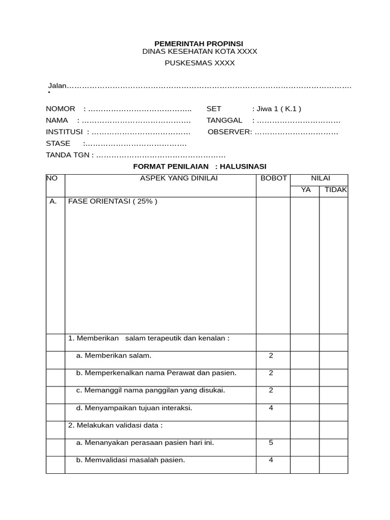 Form Penilaian Keswa | PDF