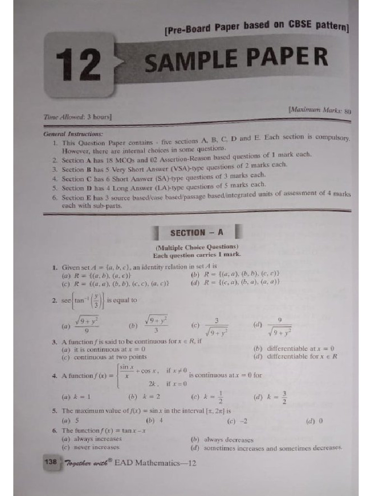 Unsolved Sample Paper | PDF