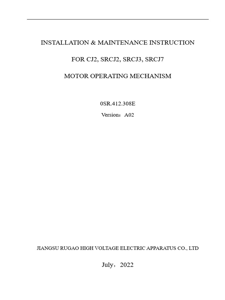 INSTALLATION & MAINTENANCE INSTRUCTION For Disconnector Electric ...