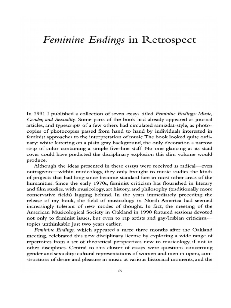 Feminine Endings Music Gender and Sexuality - (Feminine Endings in ...