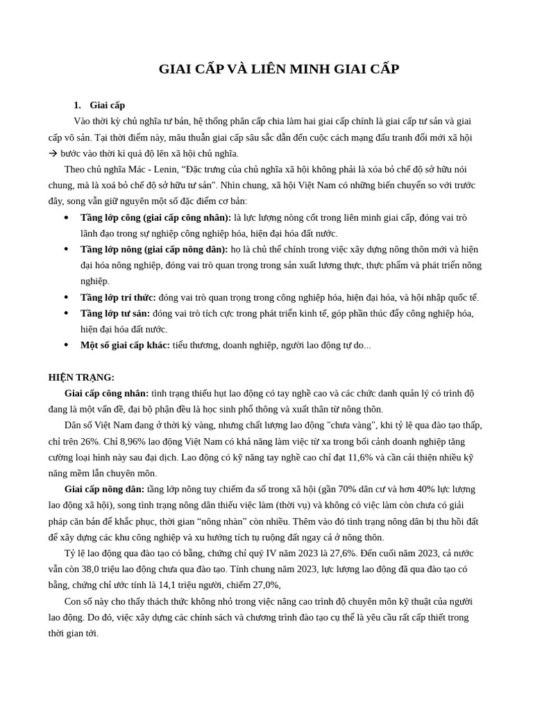 GIAI CẤP VÀ LIÊN MINH GIAI CẤP | PDF