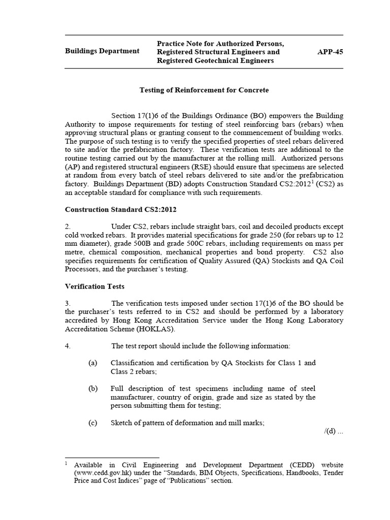 APP045 - Testing of Reinforcement For Concrete | PDF