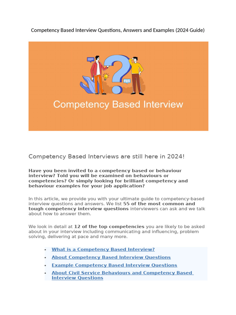 Competency Based Interview Questions | PDF