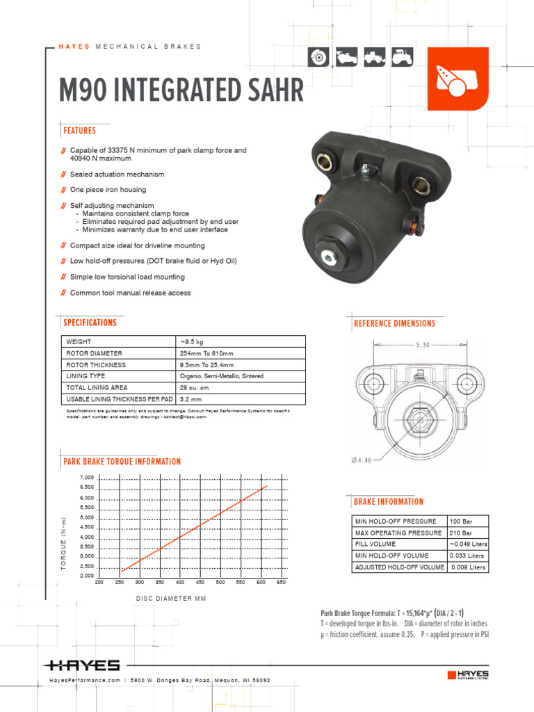 Hayes MB M90 Integrated SAHR - TechSheet | PDF
