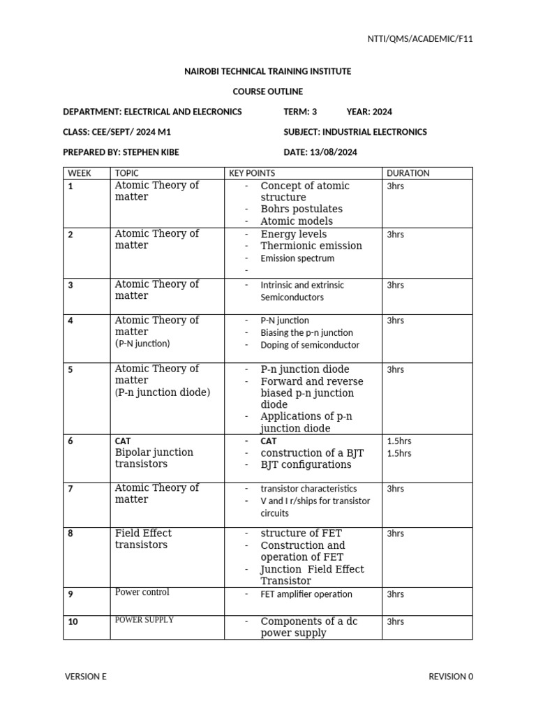 Electronics Outline | PDF | Bipolar Junction Transistor | Transistor