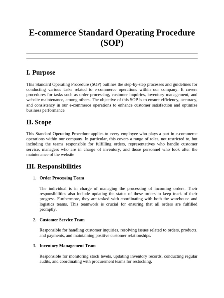 Sop Ecommerce | PDF