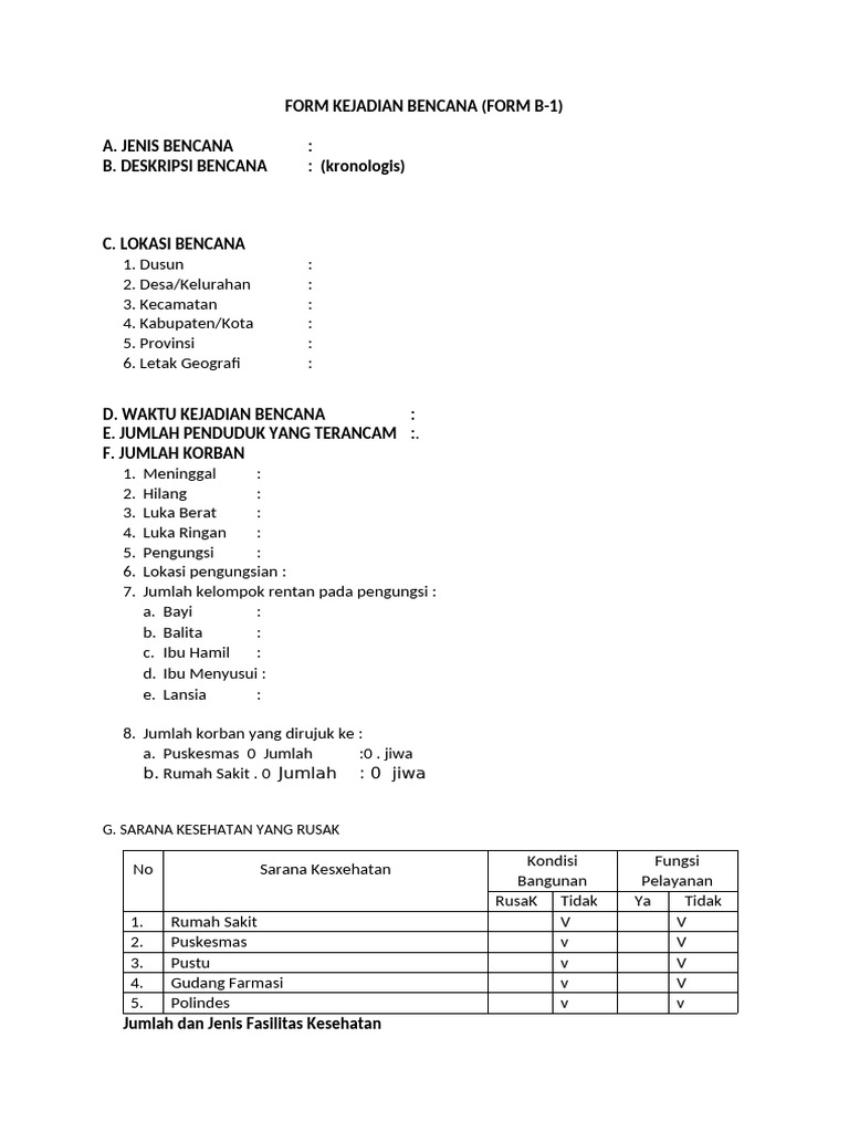 Form Kejadian Bencana - Rha | PDF | Science & Mathematics